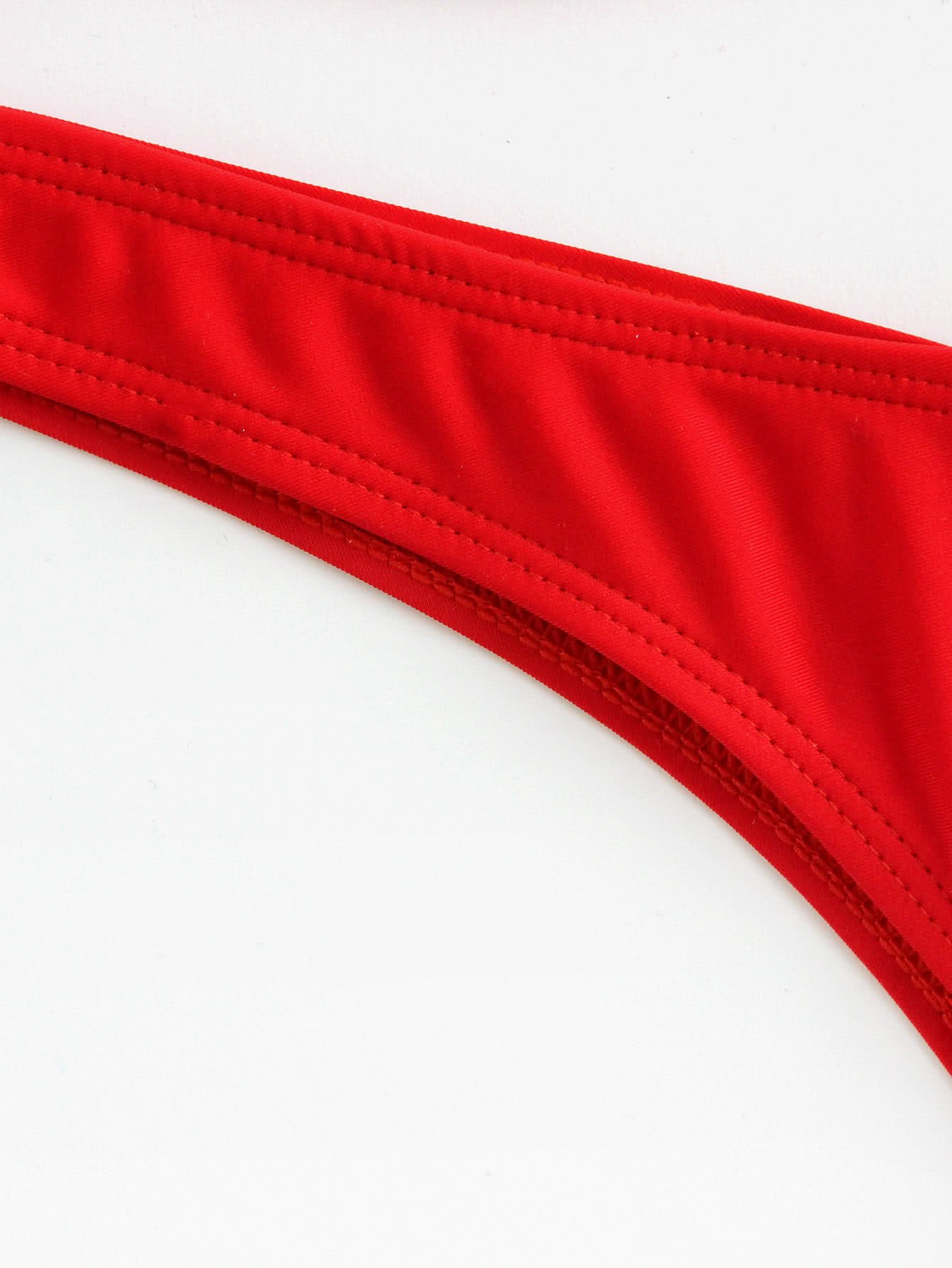 Verdusa Women's Sexy Triangle Bathing Two Pieces Swimsuit Bikini Set Red S