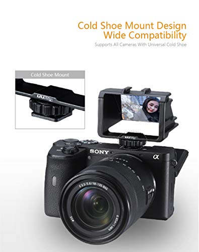 UURig Vlog Selfie Flip Screen for Mirrorless Camera for Sony A7R3 A7III A7II A6000/A6300/A6500 Cold Shoe Bracket Microphone Mount for Fujifilm XT3 XT20 Canon Panasonic GX85 Nikon Z7 Reverse Mirror