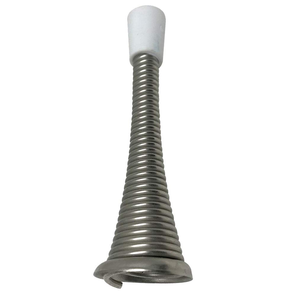 Litepak Spring Door Stop 3" Premium Heavy Duty Stopper Steel w/Plastic Bumper (Satin Nickel, 8 Pack)