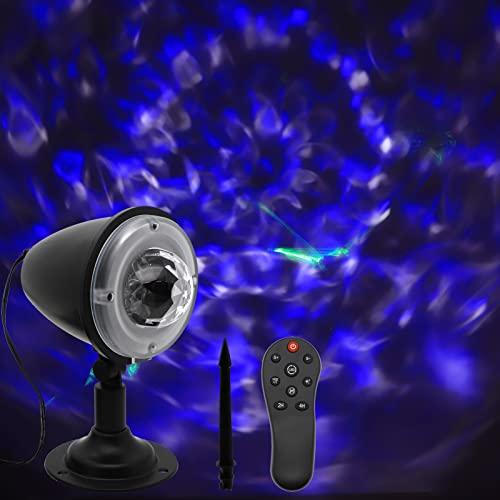 Aurora Water Ripple Projector Light Outdoor,10 Colors Ocean Wave with Aurora Projector, Night Lights Projector with Remote for Halloween Christmas Holiday Party Garden Pool Decorations