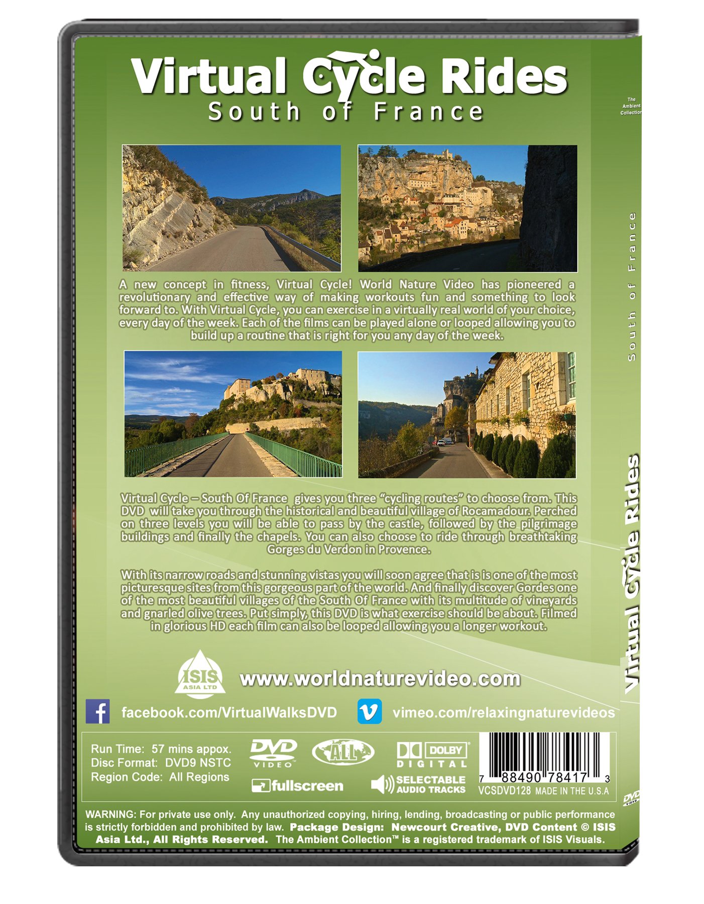Virtual Cycle Rides - South of France - for Indoor Cycling, Treadmill and Running Workouts