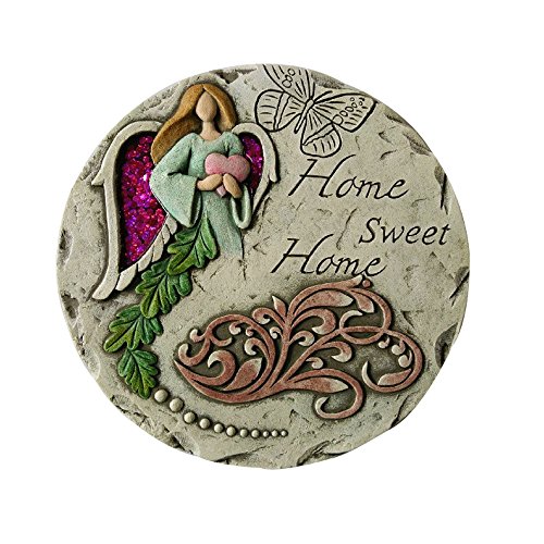 Comfy Hour 10" Concrete Angel Home Sweet Home Garden Stepping Stone for Outdoor Garden Decoration, Multicolor, Spring in Garden Collection