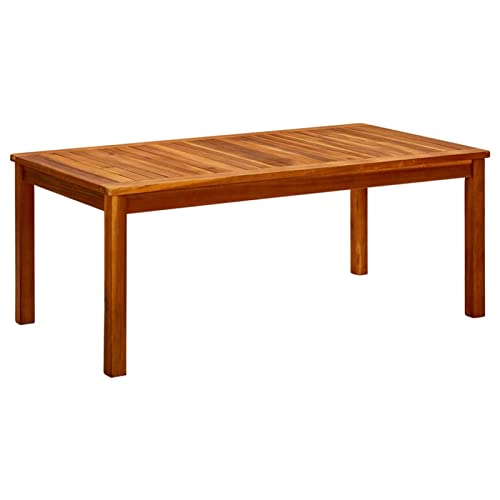 Tidyard Patio Garden Coffee Table Slatted Tabletop Acacia Wood Side Table for Garden, Poolside, Balcony, Outdoor Furniture 43.3 x 23.6 x 17.7 Inches (L x W x H)