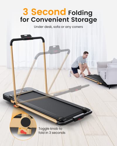 UREVO 2 in 1 Under Desk Treadmill, 2.5HP Folding Electric Treadmill Walking Jogging Machine for Home Office