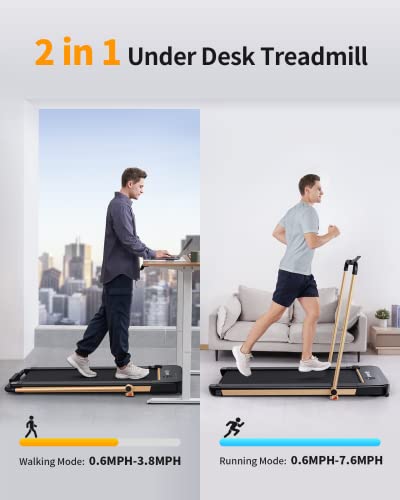 UREVO 2 in 1 Under Desk Treadmill, 2.5HP Folding Electric Treadmill Walking Jogging Machine for Home Office
