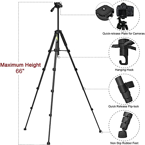 Endurax 66 Tripod for Camera and Phone Camera Tripod Stand with Quick Release Plate Compatible with iPhone Nikon Canon DSLR Heavy Duty and Sturdy