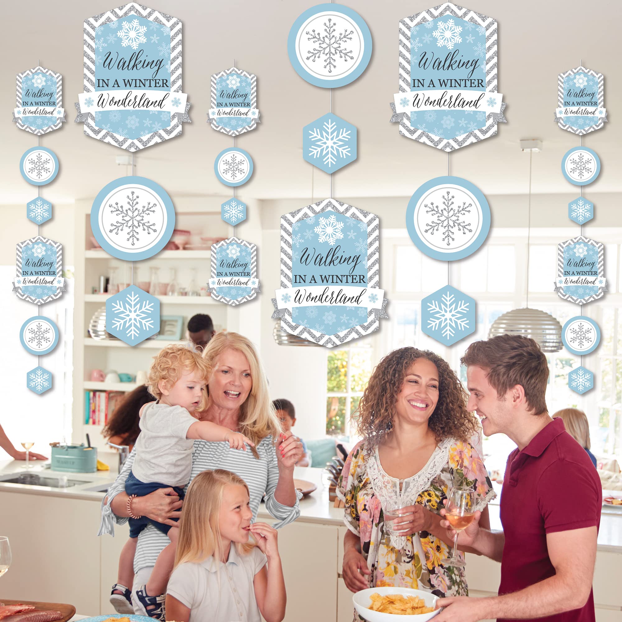 Big Dot of Happiness Winter Wonderland - Snowflake Holiday Party and Winter Wedding DIY Dangler Backdrop - Hanging Vertical Decorations - 30 Pieces