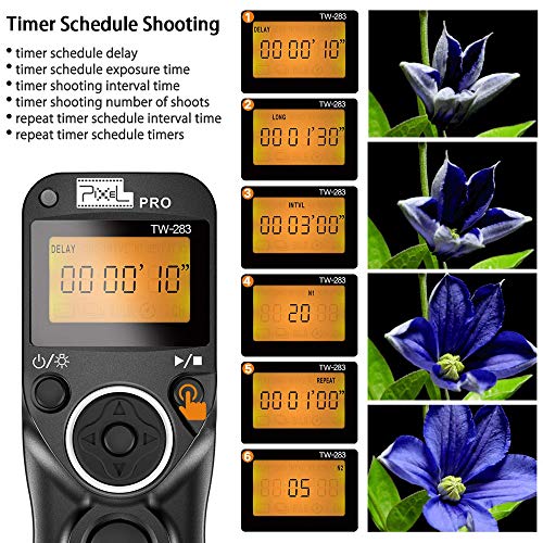 Pixel TW-283 E3 Wireless Shutter Release Cable Wired Remote Control Compatible Compatible for Canon XT XTi XS XSi T1i T2i T3 T3i T4i T5 T5i T6i SL1 EOS1300D 300D 60D 60Da 70D 80D