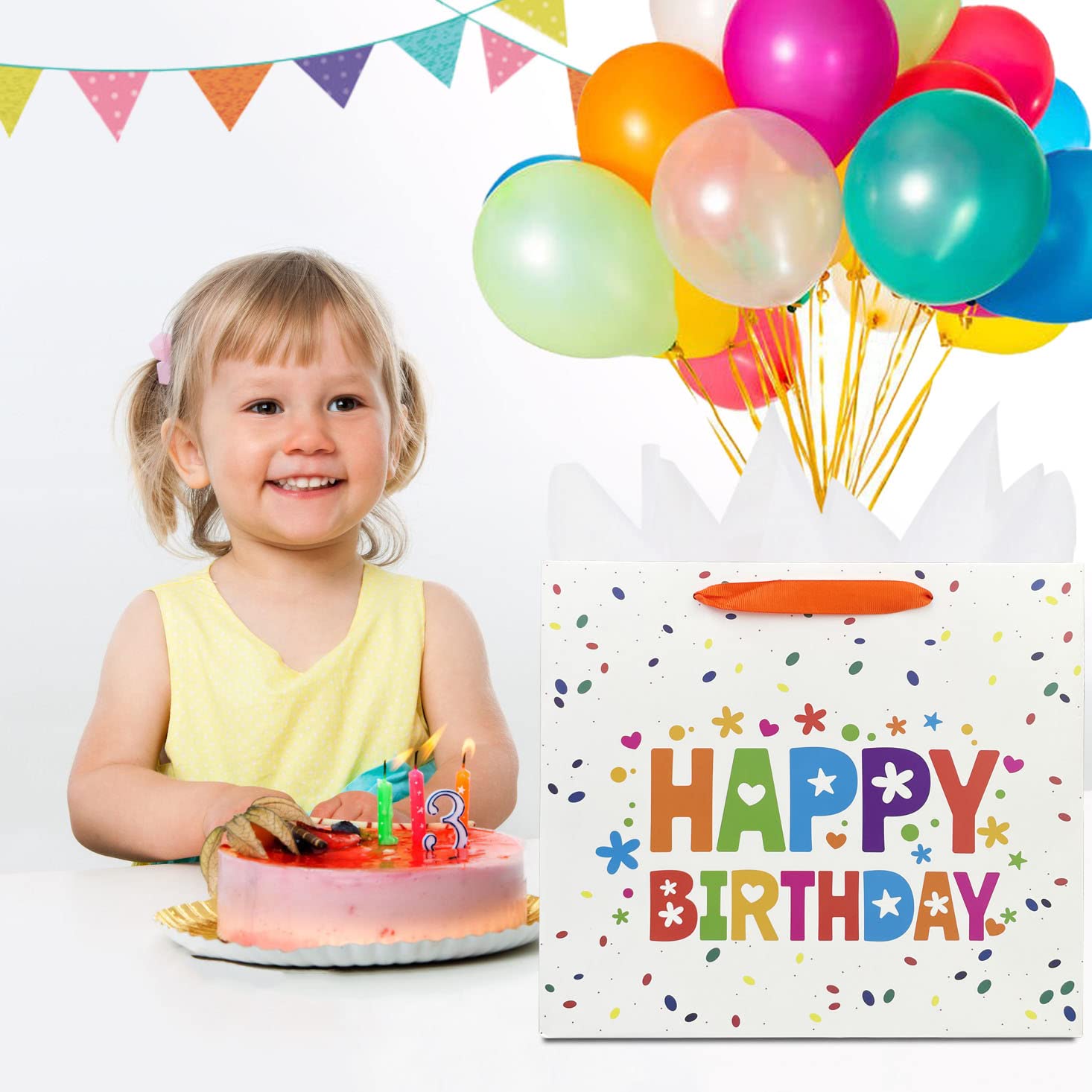 11.8" Large Birthday Gift Bag with Tissue for Birthday Party (1PCS)
