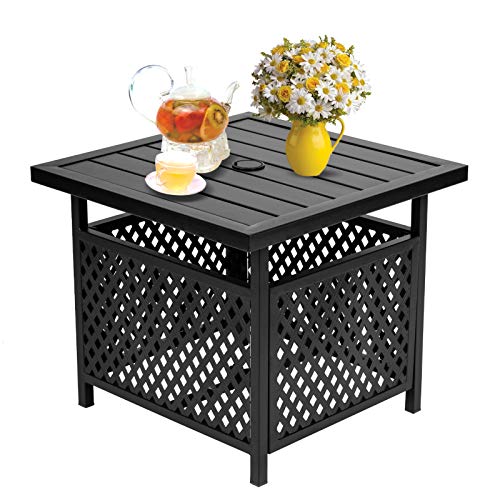 Oakcloud UV-Protected Outdoor Patio Bistro Table Side Table with 1.57" Umbrella Hole,for Garden,Pool,Deck