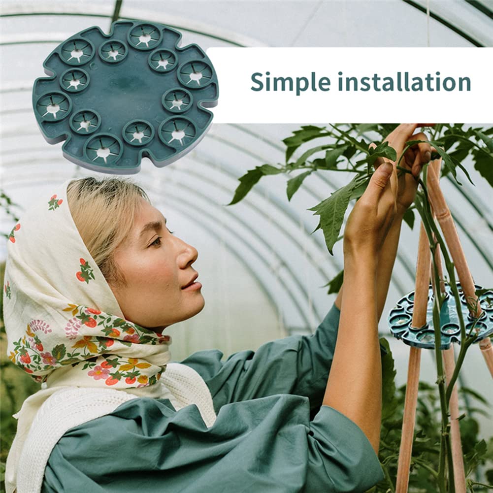 Bamboo Cane Holder Plastic Plant Support Garden Stakes Connector Caps Climbing Plants Growth Aids 12 Holes for Sweet Peas Beans Tomatoes Cucumbers 5 Pack
