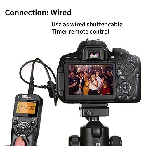 Pixel TW-283 E3 Wireless Shutter Release Cable Wired Remote Control Compatible Compatible for Canon XT XTi XS XSi T1i T2i T3 T3i T4i T5 T5i T6i SL1 EOS1300D 300D 60D 60Da 70D 80D