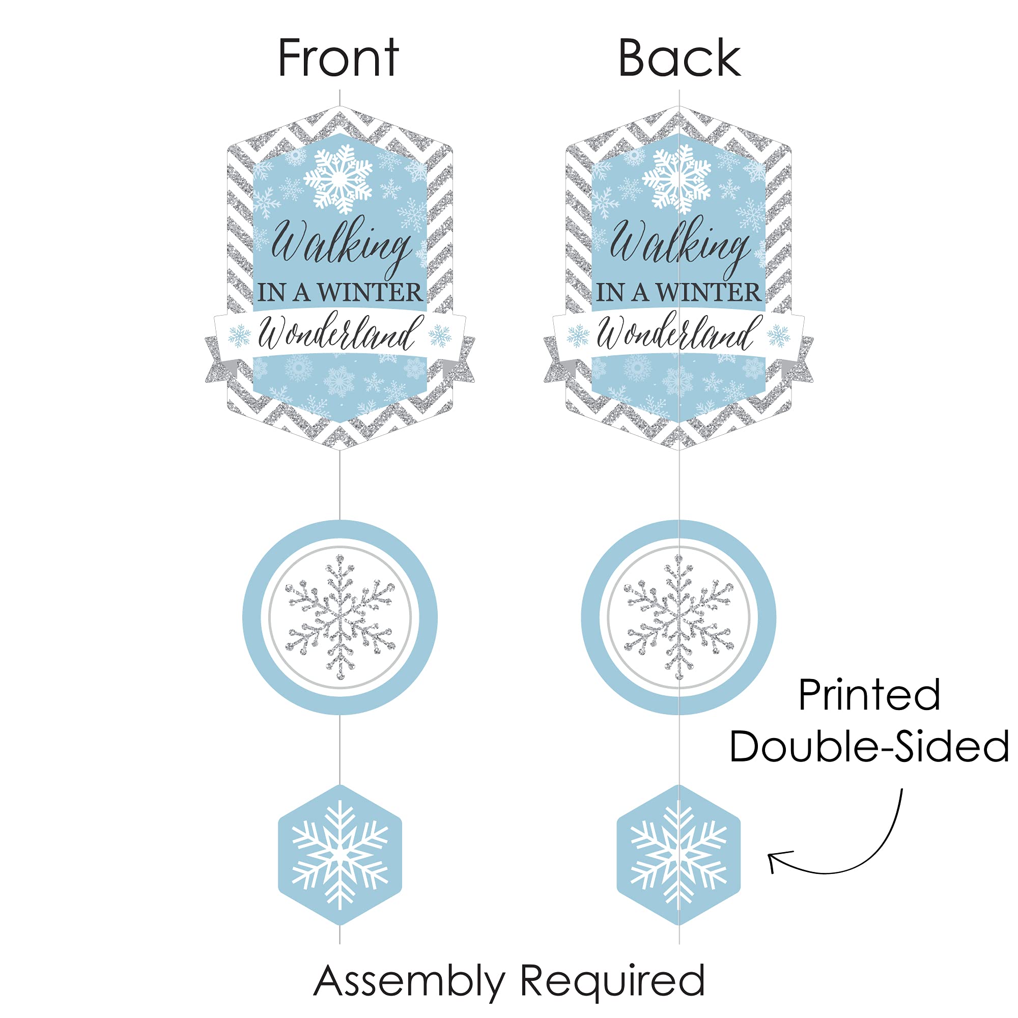 Big Dot of Happiness Winter Wonderland - Snowflake Holiday Party and Winter Wedding DIY Dangler Backdrop - Hanging Vertical Decorations - 30 Pieces