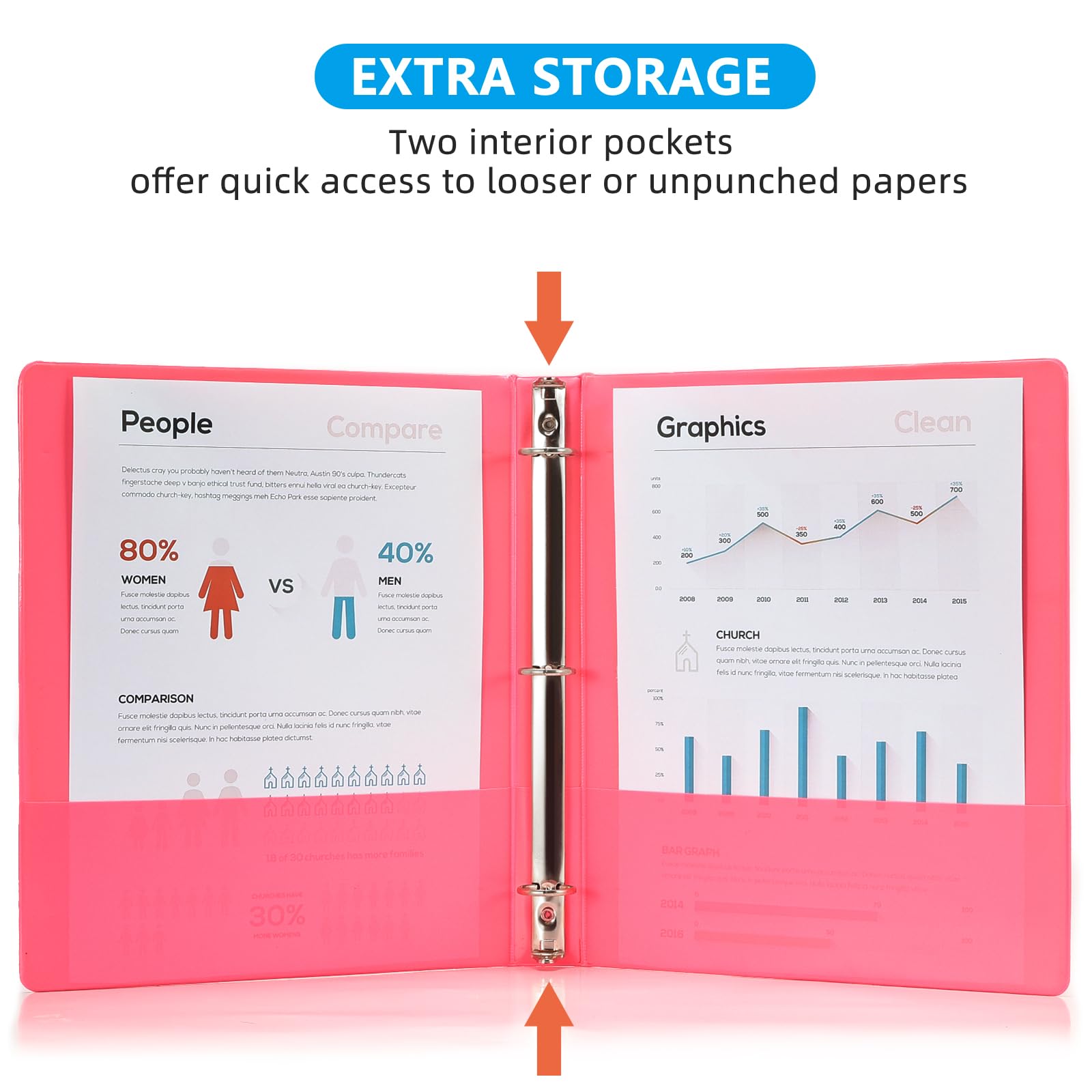 1 Inch 3 Ring Binders,SEEKIND View Binders,Holds Up to 8.5"11" Paper,Customizable Clear Cover,for Home,Office, and School Supply,6 Pack