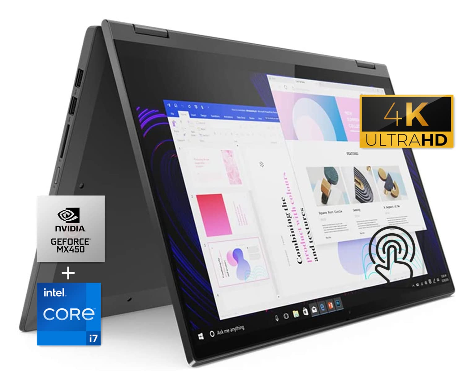 Lenovo Flex 5 2-in-1 Laptop, 15.6" 4K UHD (3840x2160) IPS 500nits Touch Display, 16GB RAM, 1TB PCIe SSD, NVIDIA GeForce MX450, Intel i7-1165G7, Fingerprint, Type-C, Win 11 Pro, w/Tikbot HDMI Cable