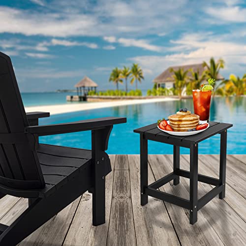 MATTIN Outdoor Side Table, Patio Side Table, Acacia Side Table Great for Outdoor Weather - Perfect for Pool Deck, Beach, Garden, Porch, Square Outdoor End Tables - Classic Black (Black-1Pack)