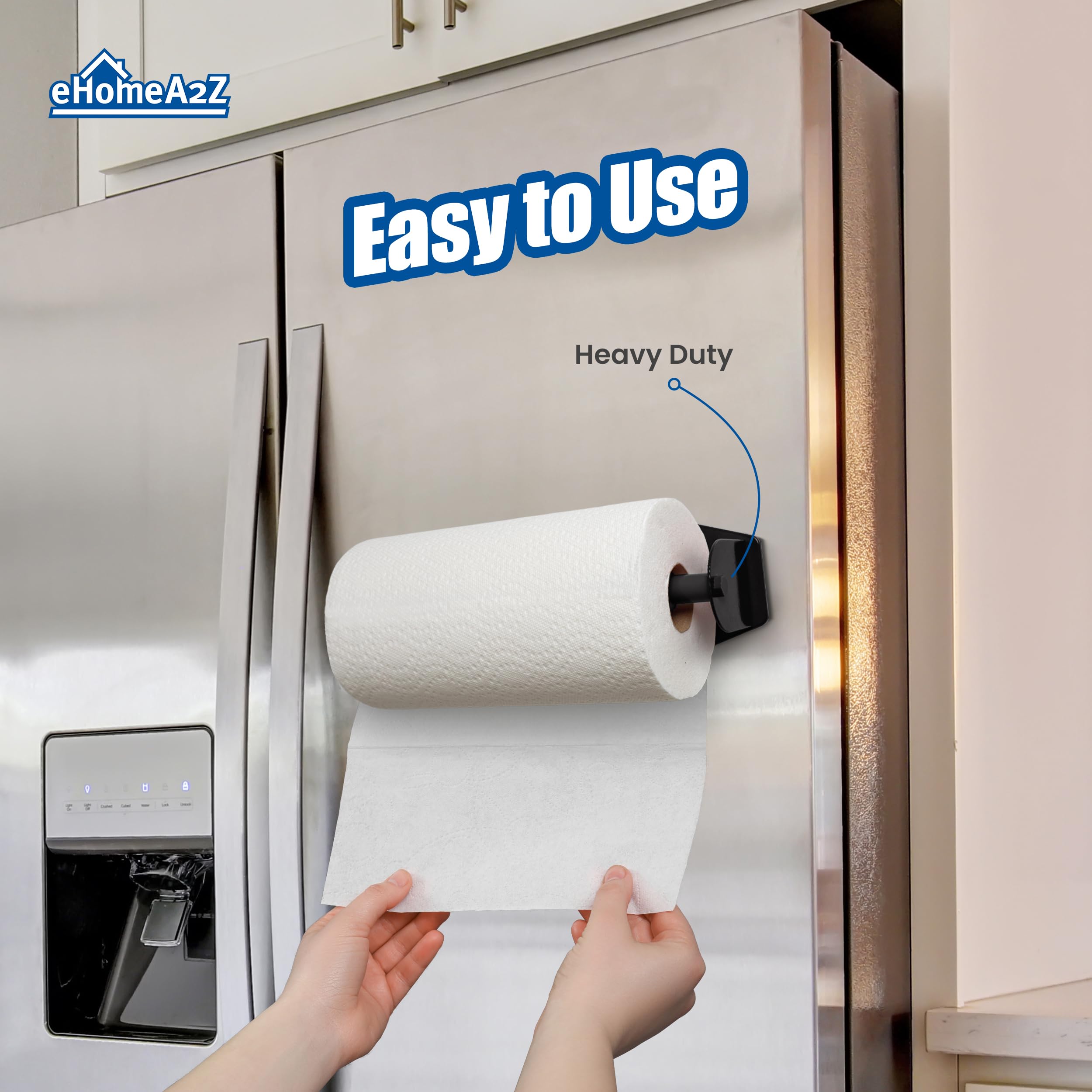 EHOMEA2Z Magnetic Paper Towel Holder Heavy Duty Steel Refrigerator Kitchen Fridge Bar Grill BBQ RV (Black, 1)