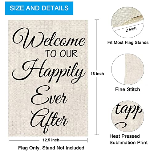 Newlyweds Gift Welcome To Our Happily Ever After House Flag Wedding Gift for Bride and Groom (Welcome Happily Ever After)
