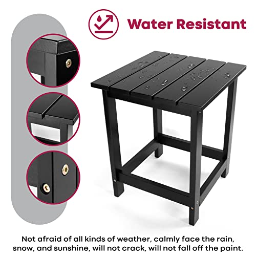 MATTIN Outdoor Side Table, Patio Side Table, Acacia Side Table Great for Outdoor Weather - Perfect for Pool Deck, Beach, Garden, Porch, Square Outdoor End Tables - Classic Black (Black-1Pack)