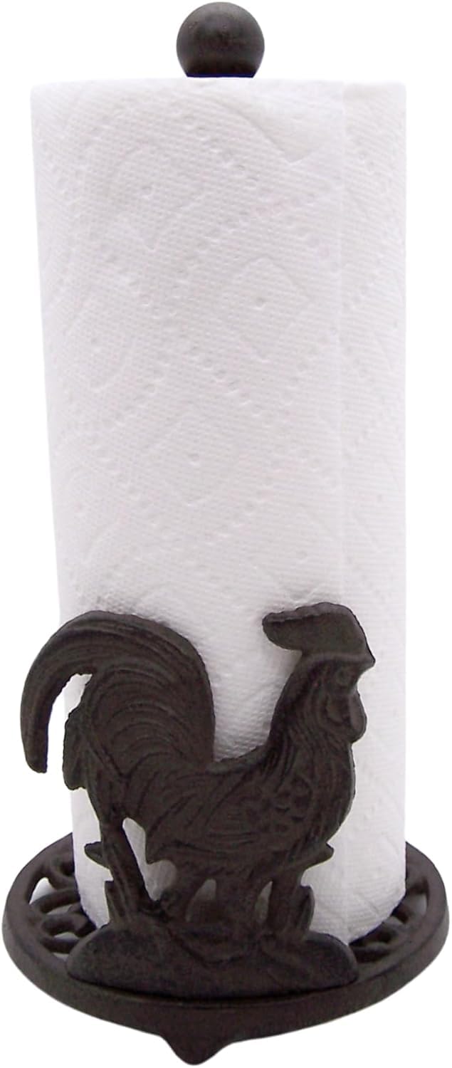 Cast Iron Rooster Paper Towel Holder 13 Inch