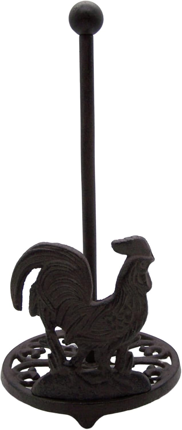 Cast Iron Rooster Paper Towel Holder 13 Inch