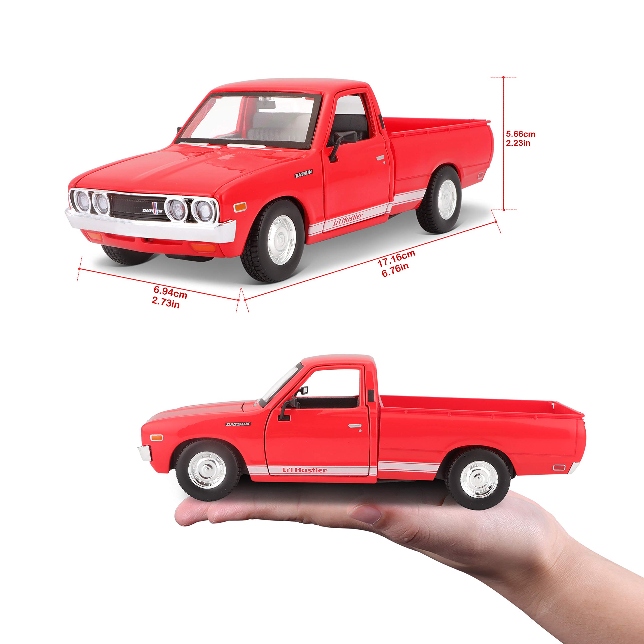 Maisto Datsun 620 Pickup (1973) 1:24 Scale Model Car Opening Doors 20 cm Red (531522)