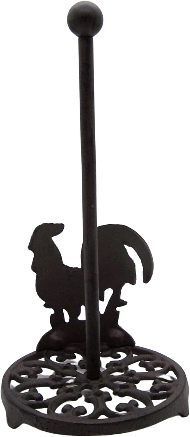 Cast Iron Rooster Paper Towel Holder 13 Inch