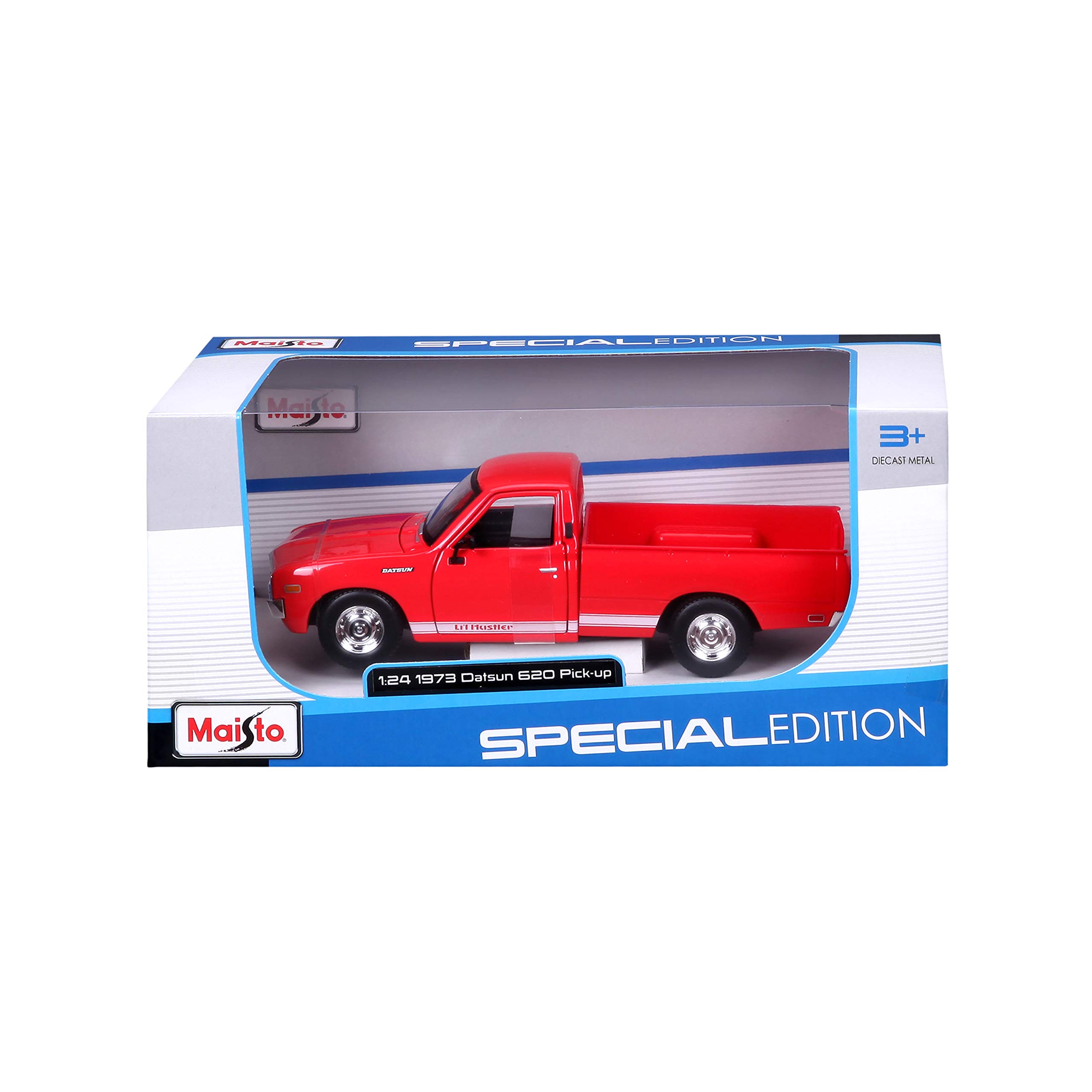 Maisto Datsun 620 Pickup (1973) 1:24 Scale Model Car Opening Doors 20 cm Red (531522)