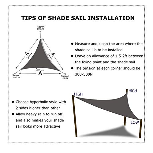 æ— Shade Sail Right Angle 3 x 4 x 5m Garden Shade Sail with 3 Ropes Sun Shade Awning for Outdoor Garden Patio Party Backyard Yard Camping