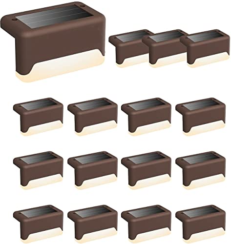 BLEAKTEIR 16Pack Solar Deck Lights LED Step Fence Lights Indoor/Outdoor Waterproof Stair Lights Motion Sensor Wireless Battery Operated Use for Wall, Patio, Garden, Yard and Driveway etc(Warm White)