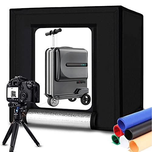 DUCLUS Portable Photo Studio Box 24" x 24", Adjustable Light Box with 120pcs SMD LED Beads, Photo Shooting Tent with White Light and 6 Color Background