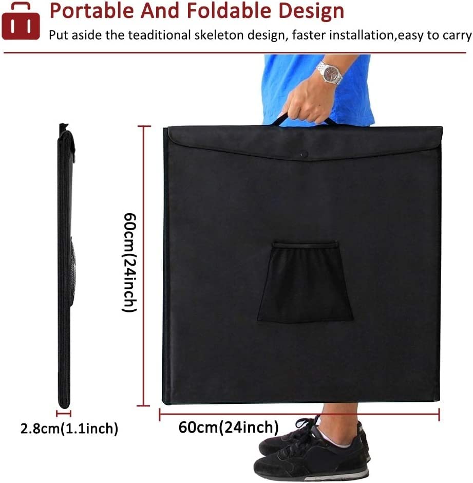DUCLUS Portable Photo Studio Box 24" x 24", Adjustable Light Box with 120pcs SMD LED Beads, Photo Shooting Tent with White Light and 6 Color Background
