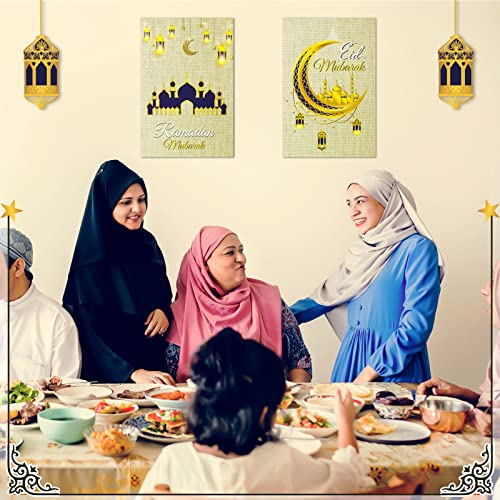 Ramadan Mubarak Garden Flag Welcome Ramadan House Flag Eid Mubarak Ramadan Decoration Outdoor Decorative Moon Lamp Flag Double Sided Seasonal Flag Lantern Pattern Moon and Star Yard Decor 12 x 18 Inch