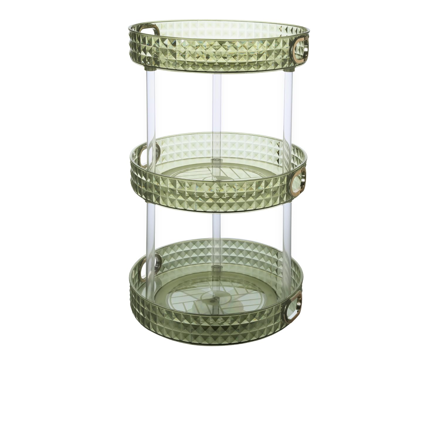 Rotating Makeup Organizer 3 Tier skincare organizers with handle Bathroom Lazy Susan Organizer Perfume Organizer Spinning Cosmetics Organizer for Vanity，Cabinets, Pantry, Fridge, Countertops，Kitchen