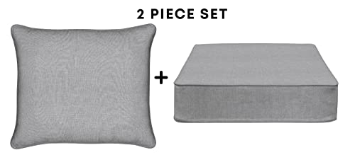 Honeycomb Outdoor Textured Solid Platinum Grey Deep Seating Patio Cushion Set: Resilient Foam Filling, Weather Resistant and Stylish Set, Seat: 24" W x 23" D x 6.5β T; Back: 27" W x 24β L