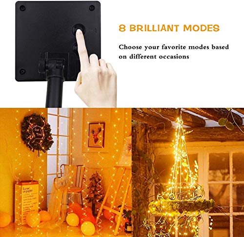 Moon Strike 72ft 200 LED Solar String Lights Outdoor Waterproof, Upgraded Outdoor Solar Garden Lights with 8 Modes , Solar Fairy Lights for Garden, Christmas (Warm White)