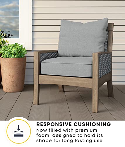 Honeycomb Outdoor Textured Solid Platinum Grey Deep Seating Patio Cushion Set: Resilient Foam Filling, Weather Resistant and Stylish Set, Seat: 24" W x 23" D x 6.5β T; Back: 27" W x 24β L