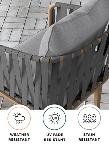 Honeycomb Outdoor Textured Solid Platinum Grey Deep Seating Patio Cushion Set: Resilient Foam Filling, Weather Resistant and Stylish Set, Seat: 24" W x 23" D x 6.5β T; Back: 27" W x 24β L