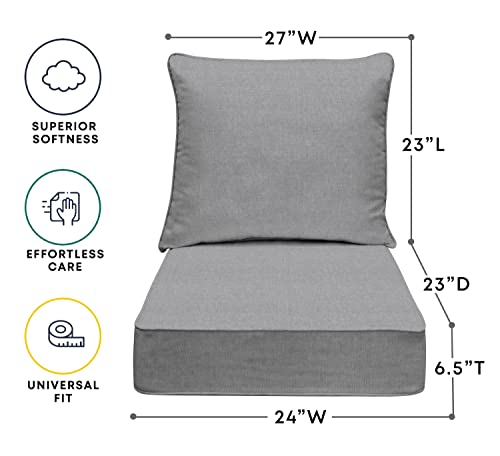 Honeycomb Outdoor Textured Solid Platinum Grey Deep Seating Patio Cushion Set: Resilient Foam Filling, Weather Resistant and Stylish Set, Seat: 24" W x 23" D x 6.5β T; Back: 27" W x 24β L