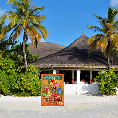 Selmad Pirates Welcome Summer Tiki Bar Hawaiian Tropical Decorative Garden Flag, Aloha Hawaii Outdoor Small Double Sided Yard Decor, Home Beach Outside Decorations 12 x 18