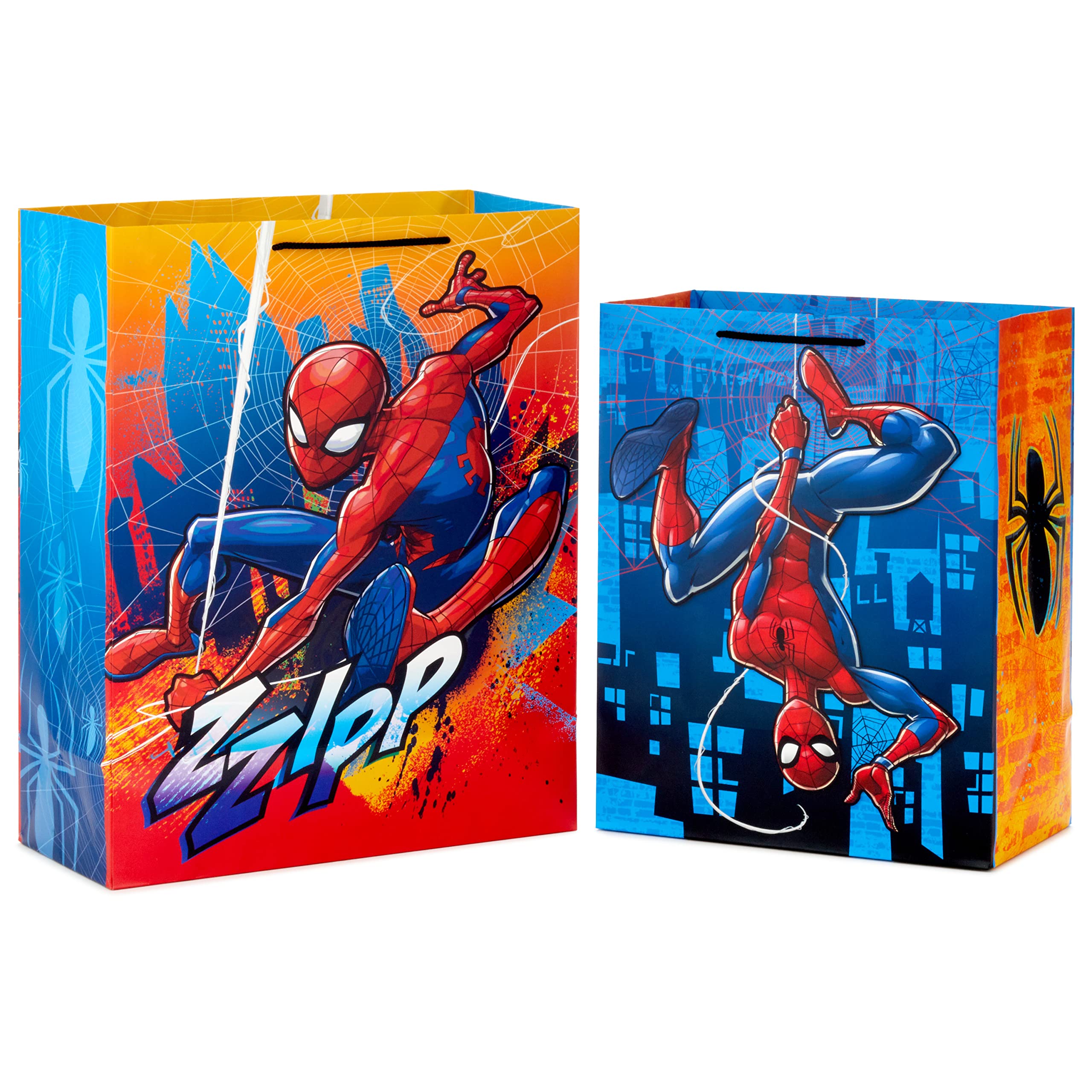 Hallmark Marvel Spider-Man Gift Bags (2 Bags: 1 Large 13", 1 Extra Large 15") for Birthdays, Halloween, Christmas, Kids Parties