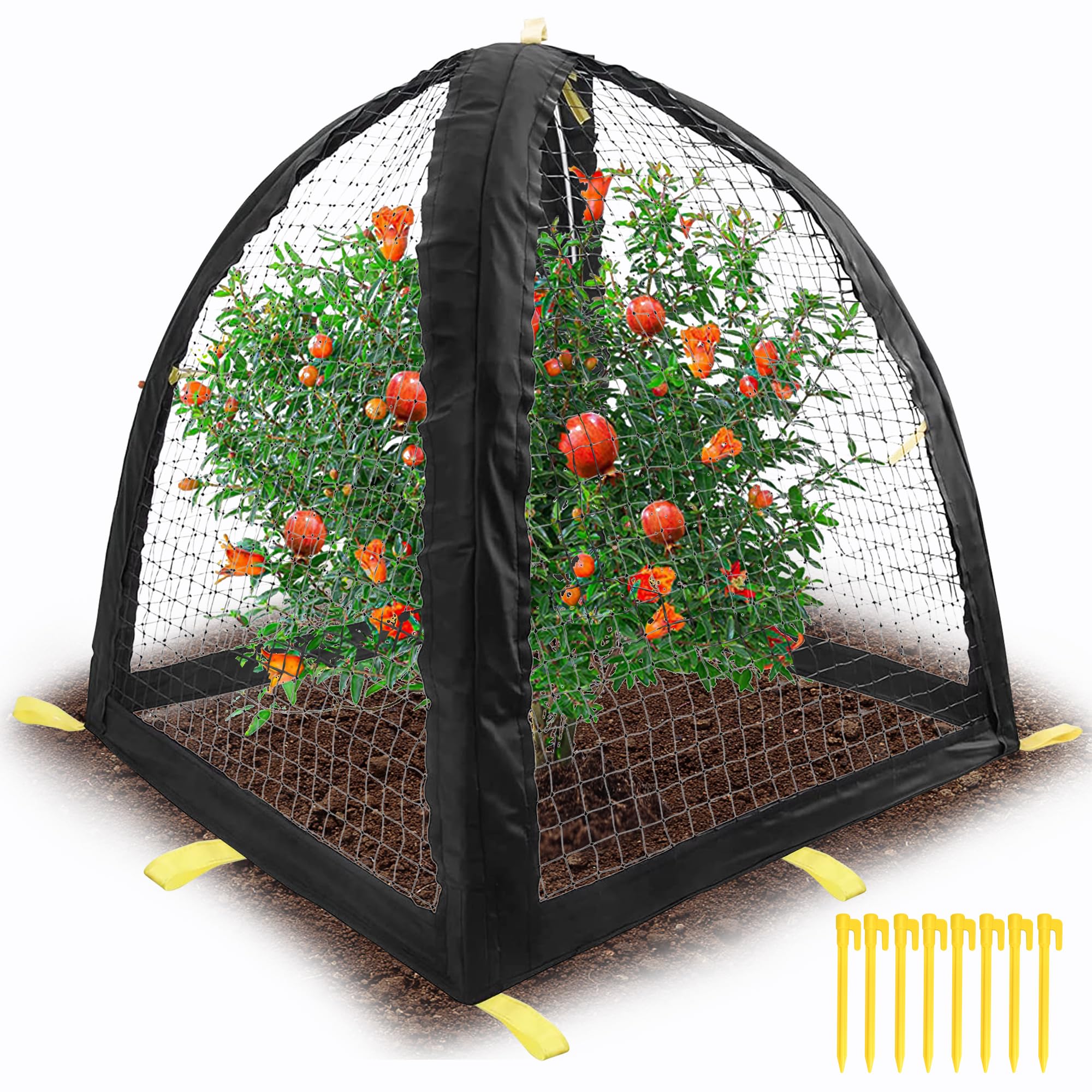 Large Pest Guard Cover-35 x35 x 39 Inch Pest Guard Tent with Stakes-Garden Plants Cloche Tent for Protect Plants Vegetables Fruits Shrubs from Squirrel Bird Eating (L)