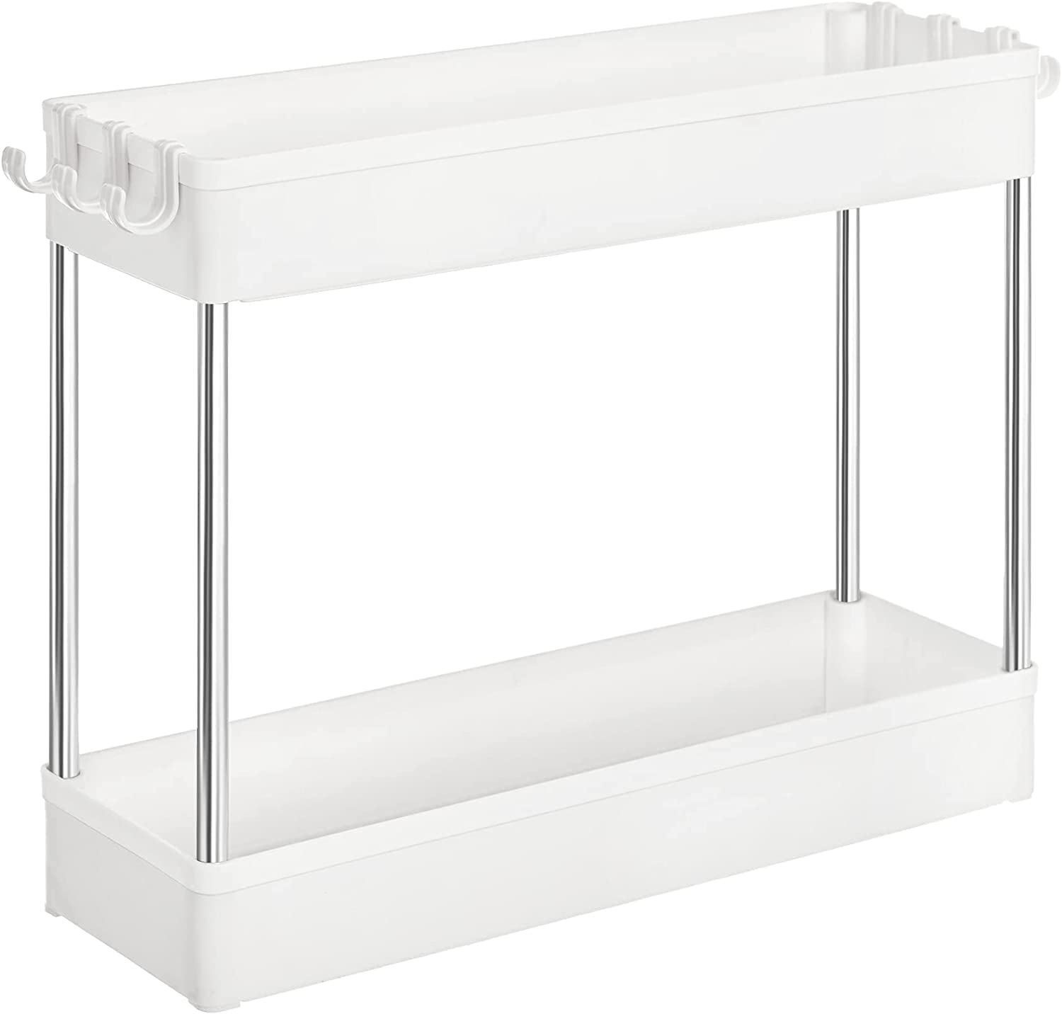 Under Sink Organizers and Storage, Bathroom Organizer Under Sink, Under Cabinet Storage, Kitchen Cabinet Organizers and Storage, 15.7 x 5.1 x 12.2 Inches, White UBUO003W01