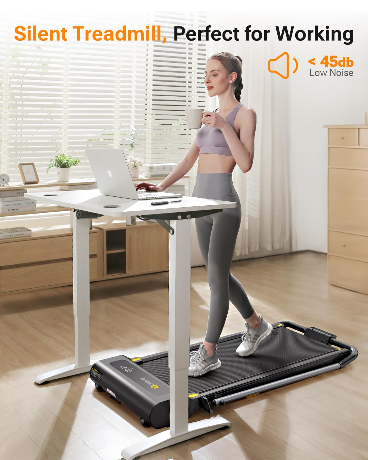 UREVO 2 in 1 Folding Treadmill, Under Desk Treadmill for Home/Office, 2.5HP Walking Pad Treadmill with Remote Control, LED Display, 265lbs Weight Capacity