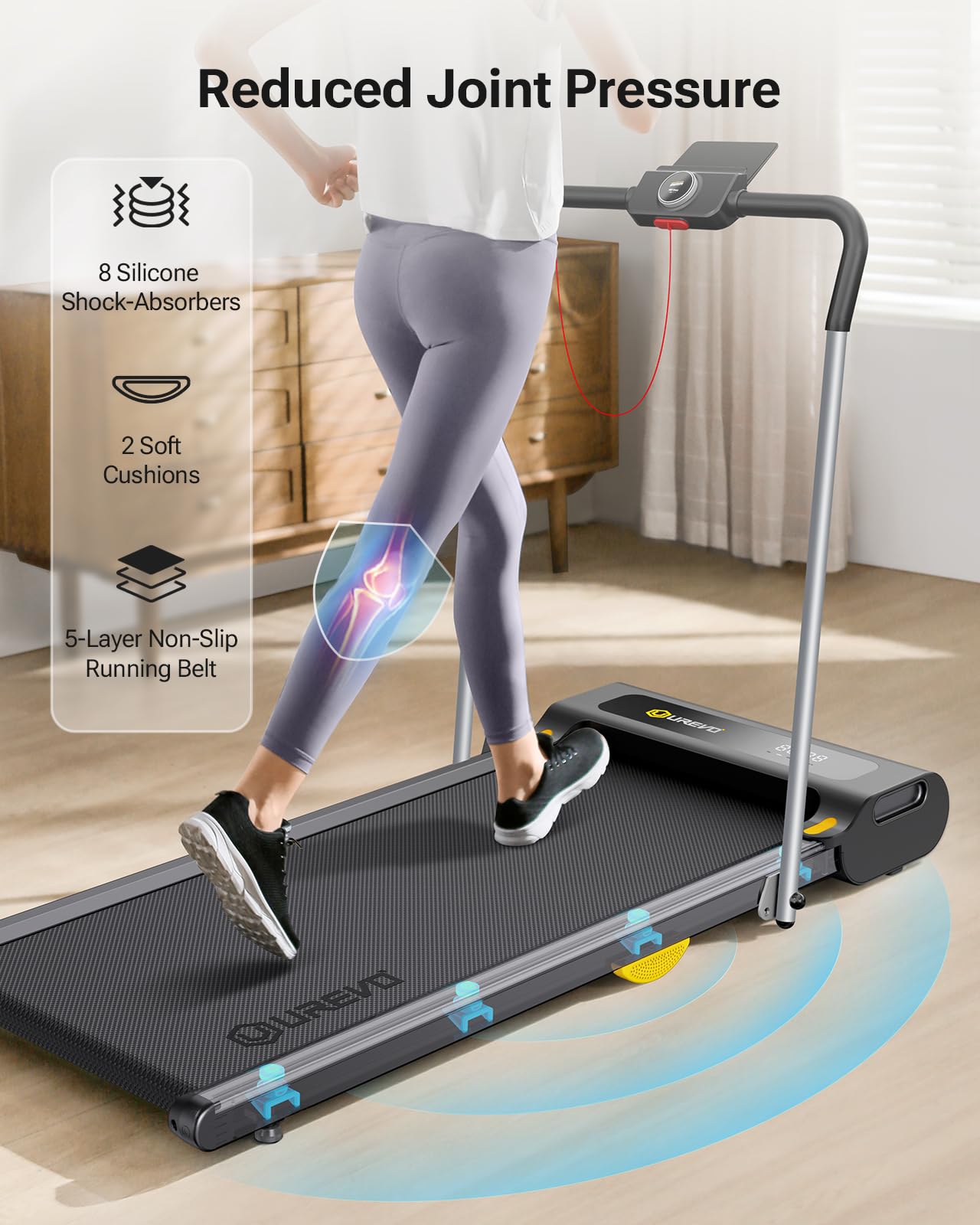 UREVO 2 in 1 Folding Treadmill, Under Desk Treadmill for Home/Office, 2.5HP Walking Pad Treadmill with Remote Control, LED Display, 265lbs Weight Capacity
