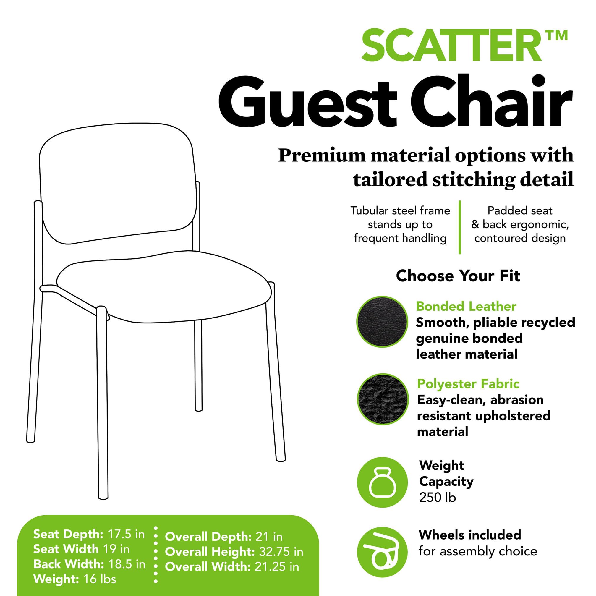HON Scatter Armless Stacking Guest Chair, Black