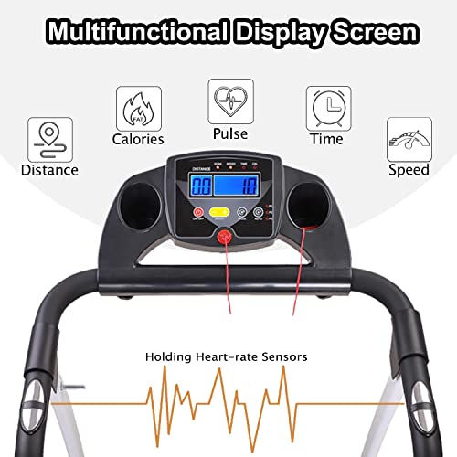 FYC Folding Treadmill for Home Portable Electric Treadmill Running Exercise Machine Compact Treadmill Foldable for Home Gym Fitness Workout Jogging Walking, White