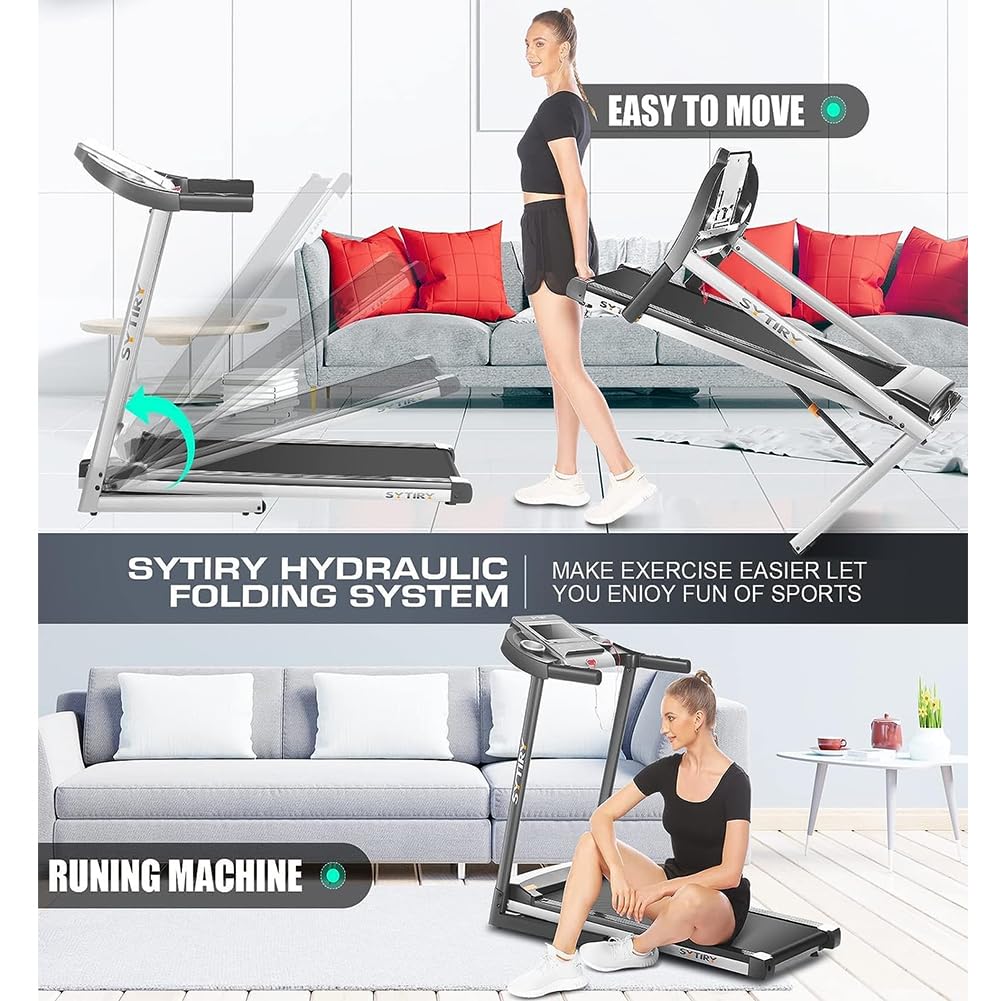 sytiry Treadmill with Large 10'' HD TV Touchscreen,Folding 3.25HP Brushless Motorand Incline Treadmills,WiFi Connection,3D Virtual Sports Scene,YouTube,Bluetooth Speakers etc,Treadmill for Gym