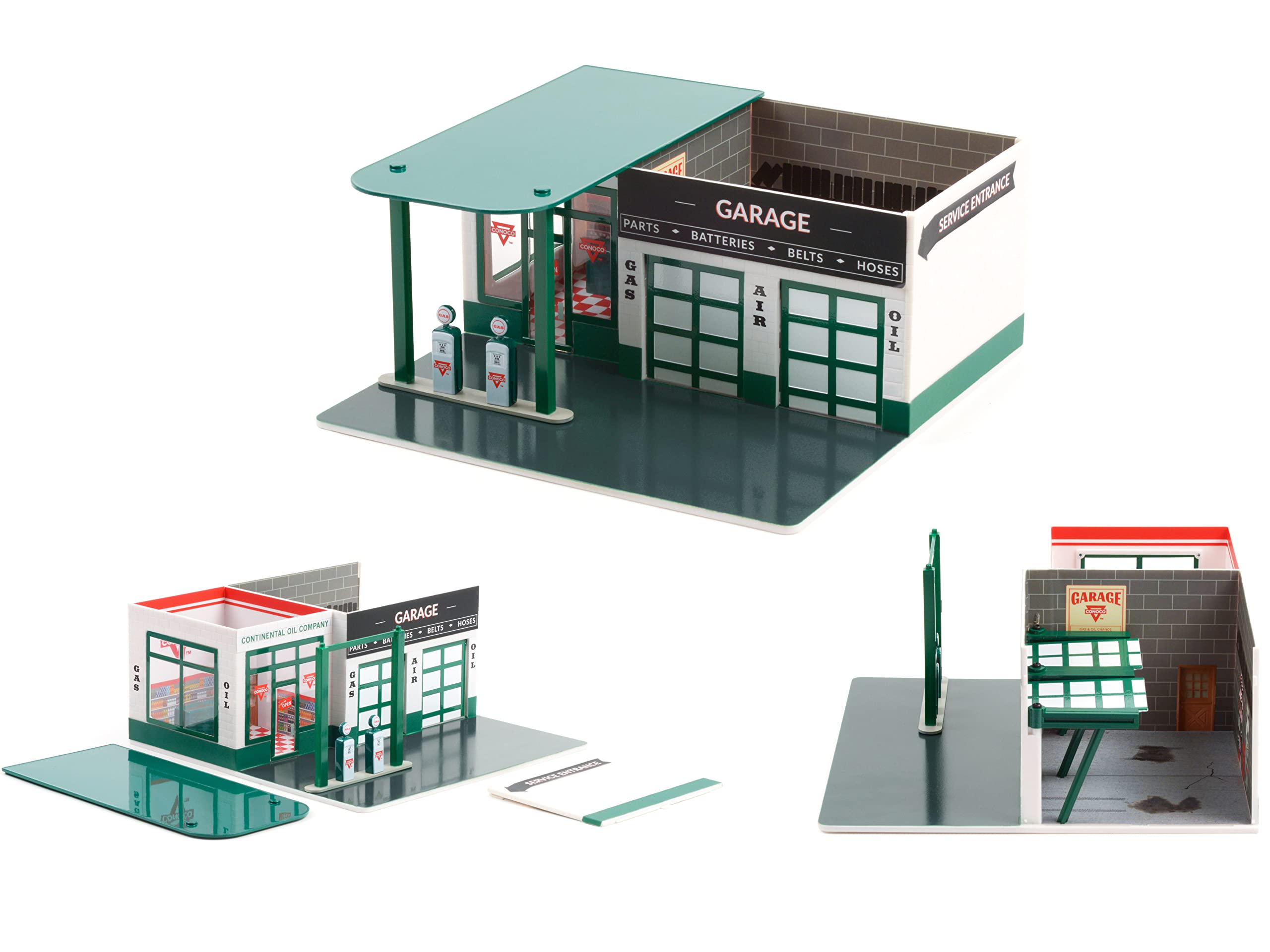 Vintage Gas Station Conoco Continental Oil Company Diorama Mechanic's Corner Series 8 for 1/64 Scale Models by Greenlight 57081