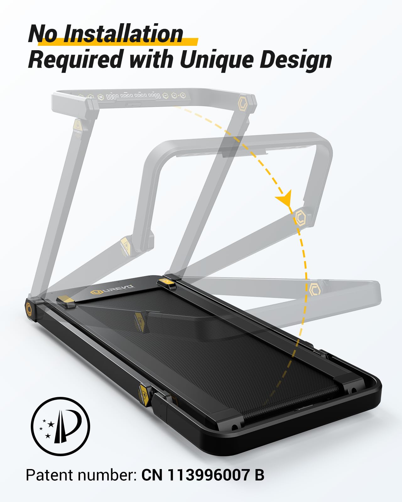 UREVO Walking Pad with Incline, 3 in 1 Portable Folding Treadmills for Home/Office, 2.5 HP Under Desk Treadmill, Large Running Area, Remote Control, LED Display